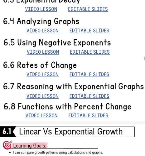 Exponential Functions (Algebra 1 Curriculum - Unit 6) by Math and Glitter