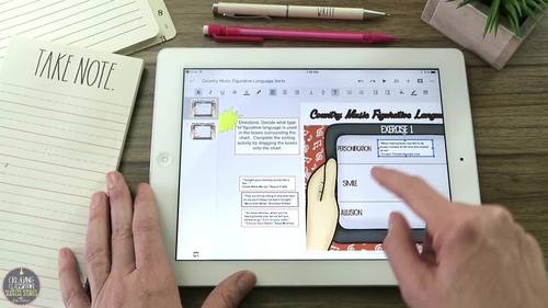 Figurative Language in Country Music Sorting Game, Printable and Digital
