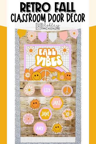Retro Fall Classroom Door Decor Kit by Ashley McKenzie | TPT
