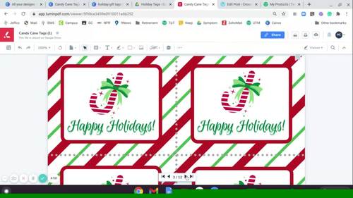 Student Holiday Gift Tags Candy Cane Theme by Crosswalk Curriculum