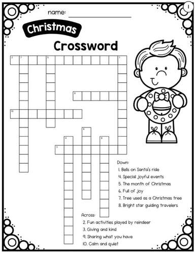 Christmas Crossword Puzzle Middle School | Winter ELA Vocabulary Activity