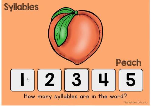 Syllables (Fruit) - Boom Cards by Boom Cards by Miss Rainbow Education