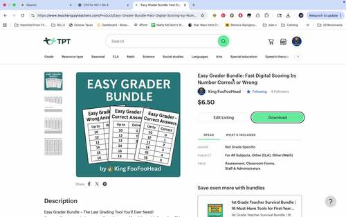 Easy Grader Bundle: Fast Digital Scoring by Number Correct or Wrong