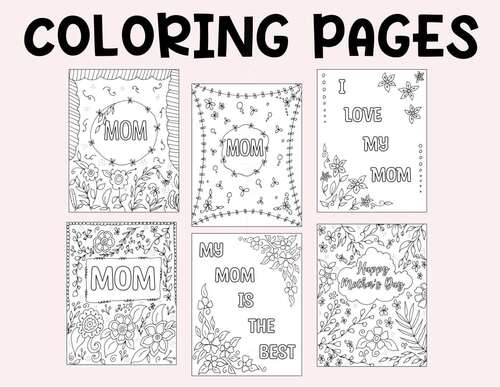 Printable Mother's Day Coloring Pages, Spring Flowers Worksheets for Kids