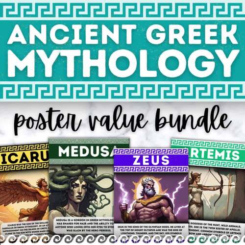 Greek Mythology Poster Bundle Gods Heroes Monsters Greece Classroom Decor