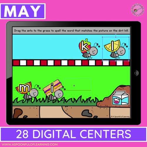May Digital Centers for Kindergarten - Math & Literacy | Distance Learning