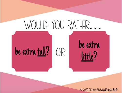 Would You Rather Questions -/L/ | Speech Therapy | Boom Cards™ & Printable
