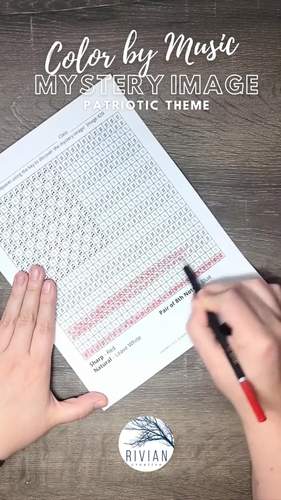 Color by Music Symbol Mystery Images Patriotic Music Coloring Activity