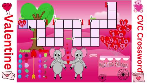 Valentine CVC Crossword Puzzle Boom Cards by Teacher's Pride | TpT