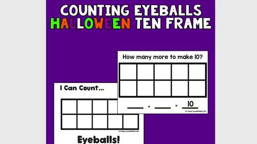 Halloween Ten Frame Math Worksheets: Counting Eyeballs Printable Math ...
