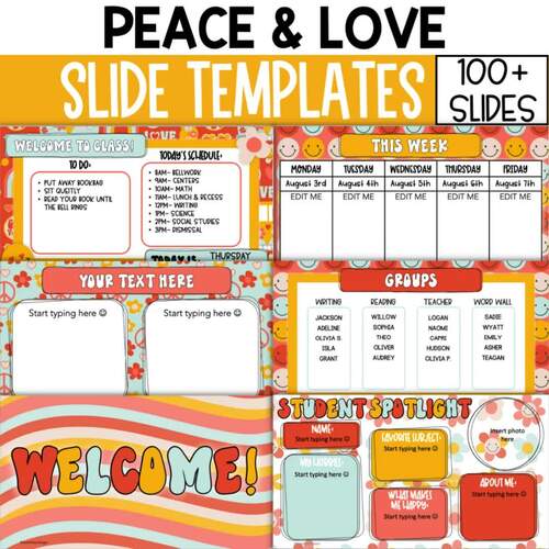 Retro Groovy Slides Templates / Google Slides Templates / Groovy Valentines