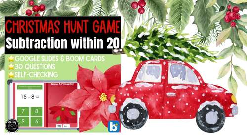 Christmas Subtraction within 20 Digital Game in Google Slides & BOOM Cards