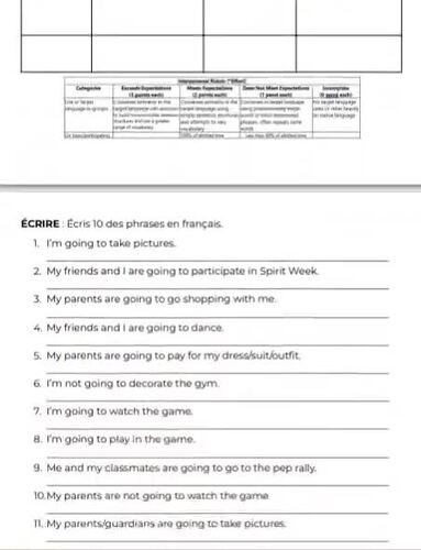 French Homecoming + Le Futur Proche with speaking and writing activities