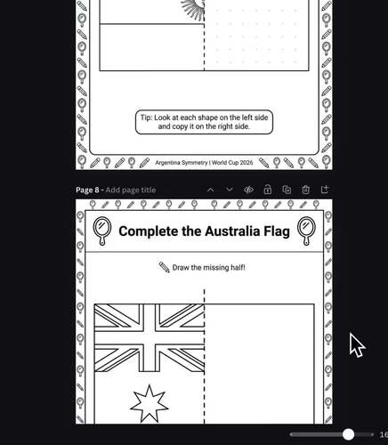 World Cup Flag Symmetry Drawing | Complete 48 Flags | 50 Printable Pages