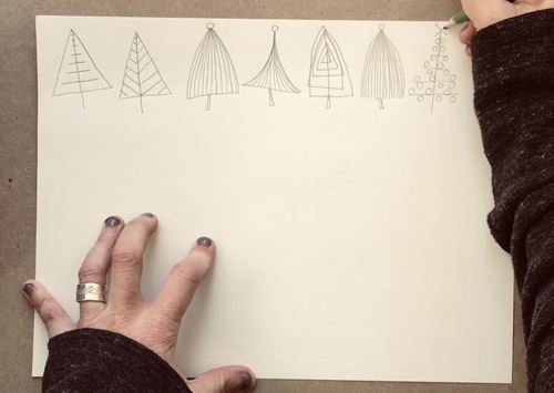 Holiday Christmas Winter Tree Doodles VIDEO INSTRUCTIONS virtual, F2F ...