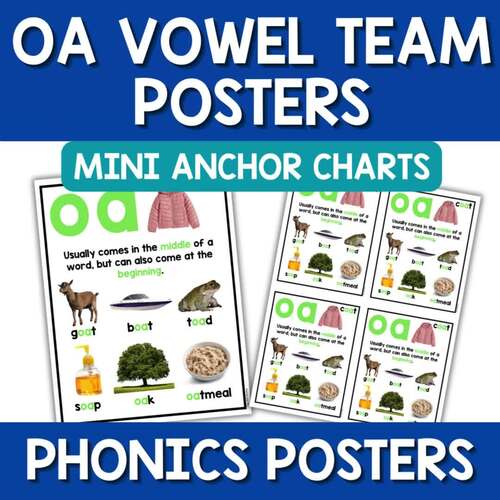 "oa" (Long O) Vowel Team Mini Anchor Chart Posters Phonics Reading