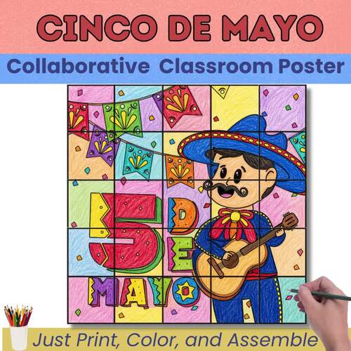 5 de Mayo Collaborative Poster | Mexican Heritage Month Art Activity