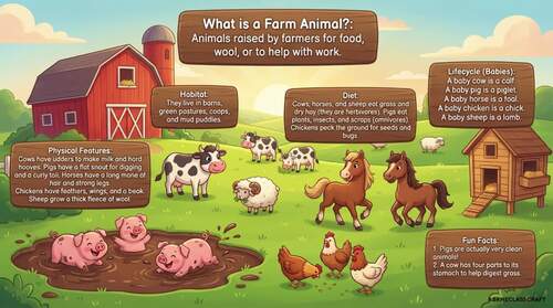 Farm Animals Unit 15 Slide Interactive Activities Coloring, Matching ...