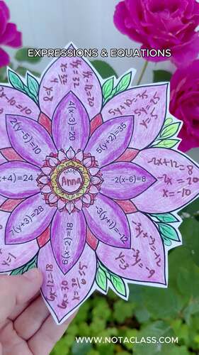 7th Grade Spring Flower Math Craft Expressions & Equations Activities ...