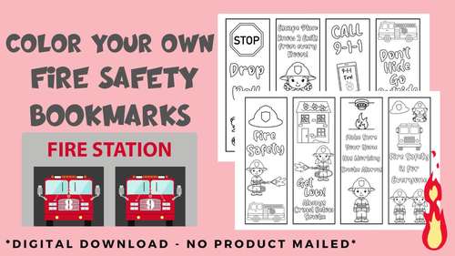 Fire Safety Bookmarks To Color - Fire Safety Week Coloring Page | TpT