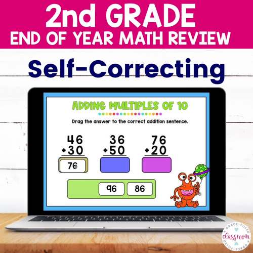 End of Year Math Review 2nd Grade Digital Boom Task Cards | TpT