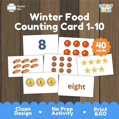 Winter Food Counting Cards 1-10 | Number Match Game & Math Center by ...