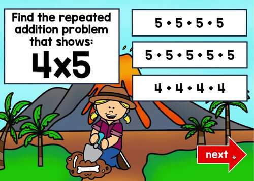 Multiplication with Repeated Addition Boom Cards Digital Math Escape Room