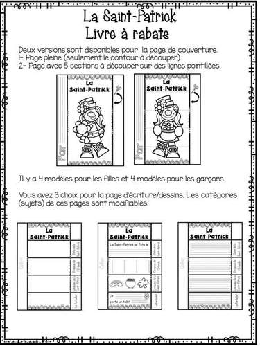 French St.Patrick's Day Flip Book | Livre à rabats de la Saint-Patrick