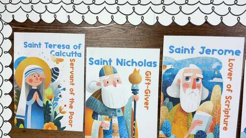Saints Posters for Catholic Bulletin Board, Sunday School Religious Decor
