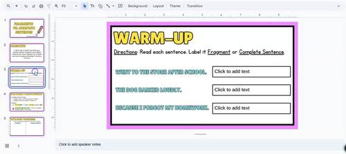 Fragments vs. Complete Sentences by Love and Literacy Lane | TPT