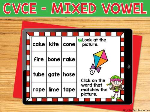 Christmas Phonics CVCE Mystery Picture Boom Cards | Mixed Vowel | TPT