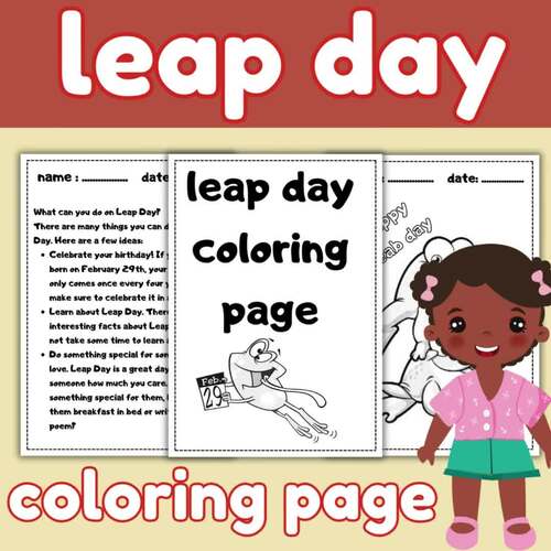 leap day coloring page 2024 by Little Minds Books | TPT
