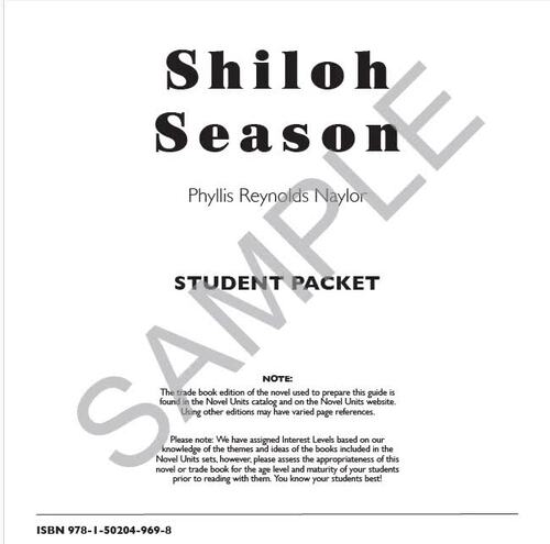 Shiloh Season Novel Units® Student Packet Novel Study | TPT