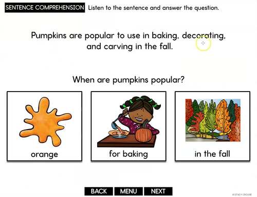 Pumpkins Speech Therapy Activities for Fall Language Articulation