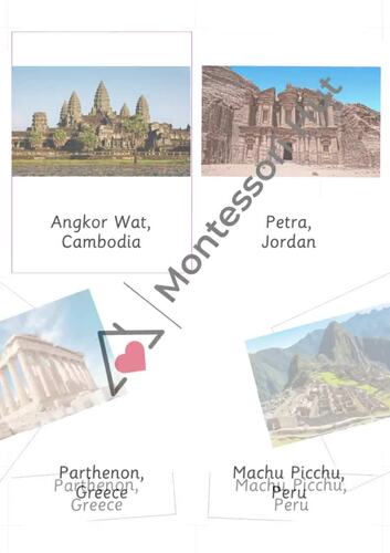 15 Historical Landmarks Montessori 3 Part Cards | Educational Flashcard