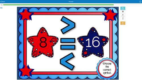 4th of July Comparing Numbers to 20 Boom Cards by The British Kitty