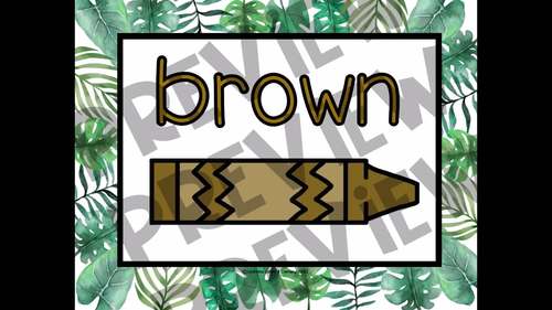 Color Name Posters Farmhouse Tropical Botanical Leaves Classroom Decor