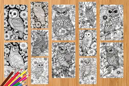 Fantasy Floral Owl Coloring Pages by Digital Study | TPT