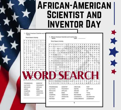 African-American Scientist and Inventor Day Word Search Worksheets with ...