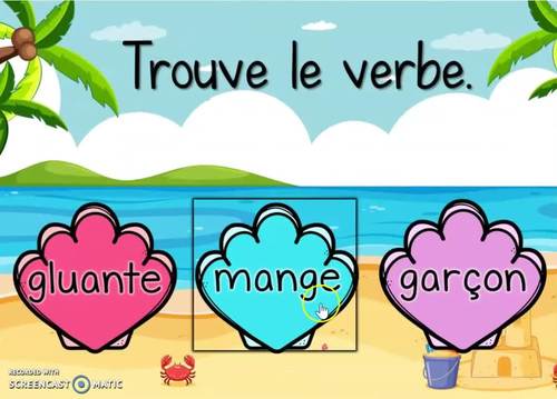 Trouve le verbe : la plage Boom Cards by Madame Soleil | TPT