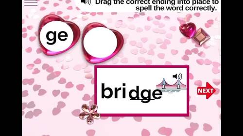 GE and DGE, K and CK, CH and TCH Endings Valentine's Day Boom™ Activity