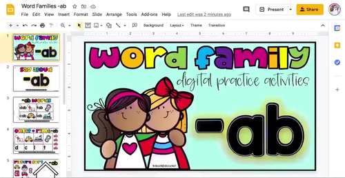 CVC Short A Word Family Digital Activities for Google Slides™ and Seesaw™