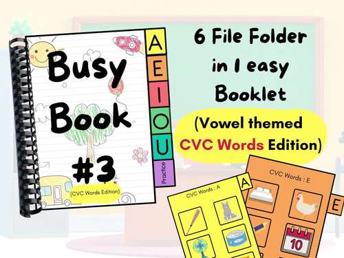 Busy Book Vowel CVC Word File Folder for Special Education / Task Boxes