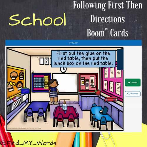 Following Directions With First Then - Speech Therapy Boom Cards - Schools