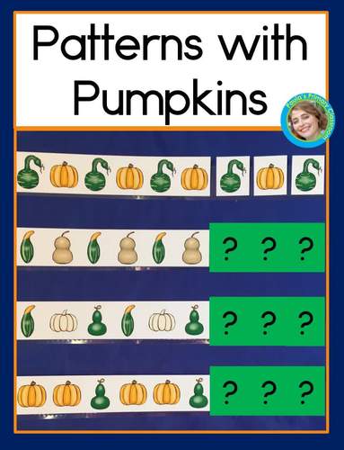 Pumpkin Patterns Fall Math Center with AB ABC AAB and ABB Patterns