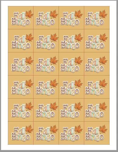 Fall Bingo Game Up to 50 Players, Calling Card + Chips Included | TPT