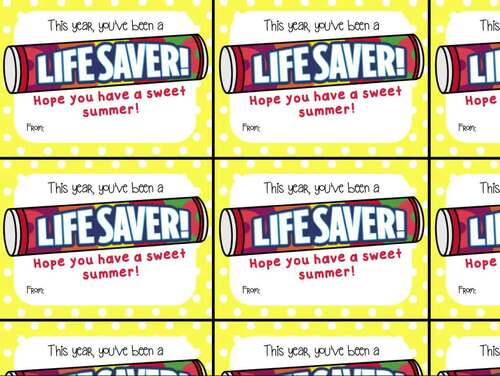 Lifesavers End of Year Gift Tag- This year, you've been a lifesaver!