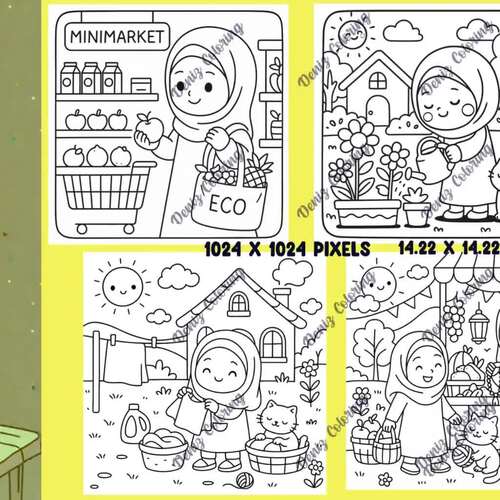 Cozy Muslim Girl Coloring Book for Kids – Modest Outfits, Hijab Fashion