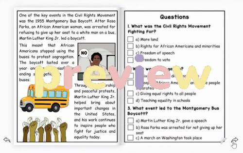 Martin Luther King Jr. Day: Civil Rights Movement Reading & Questions ...
