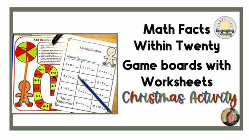 Christmas Addition & Subtraction to 20, Board Games with Math Worksheets